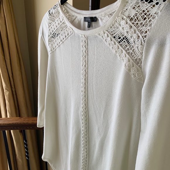 Dynamite | Tops | Dynamite White Top With Crochet Detail | Poshmark